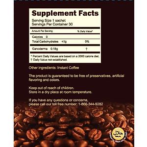 Ganoderma Reishi Coffee Mix, Instant 2-in-1 Mushroom Coffee with All Natural Ganoderma Lucidum. A Non Sugar Dietary Supplement To Replace Regular Coffee - 30 sachets