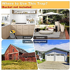Flip N-Slide Bucket Lid Mouse / Rat Trap Cat Pattern Mouse Slide Traps Automatically Resets Humane Trap Door Style, Compatible with 5 Gallon Bucket, Multi Catch Mice Control Traps