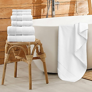 Alusa Home Bamboo Viscose Bath Towels - Ultra Soft & Plush 700 GSM Luxury Bath Towels - Super Absorbent & Quick Drying - 6 Piece Towel Set (White)