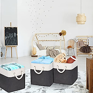 KEEGH Fabric Cube Storage Bins 10.5x10.5 Foldable Storage Bins Small Cube Organizer Baskets for Closet Shelf Nursery Bedroom Office Organizing,Sturdy Storage Box with Handles, Black