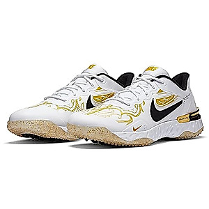 Nike Men's Alpha Huarache Elite 3 Premium Turf Baseball Shoes (11.5 US, White/Metallic Vivid Gold/Black)