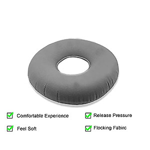2 Pack Gray Inflatable Ring Cushion with Pump Hemorrhoid Seat Pillow Round Wheelchairs Seat Cushion Ring Pillow Cushion Relieve Coccyx & Tailbone Pain for Home Car or Office