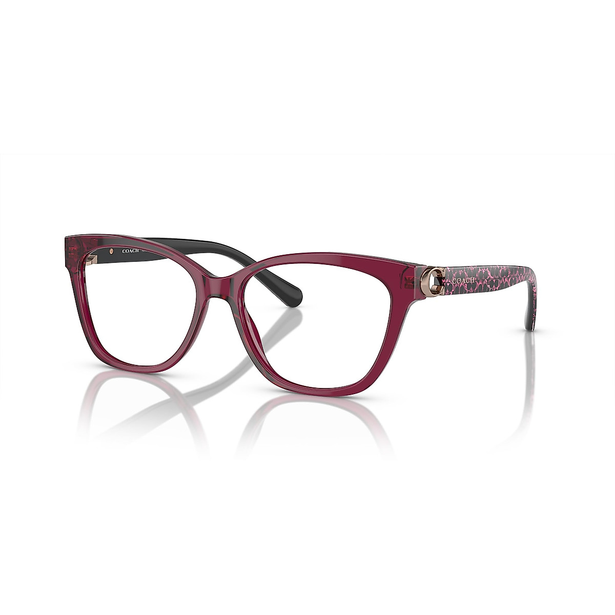 Coach HC6120 Prescription Eyewear Frames, Transparent Ruby/Demo Lens, 54 mm