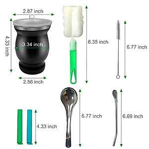 NestEcho Yerba Mate Cup Yerba Mate cup mate Cup Gourd Shape with a double-walled stainless steel structure set kits
