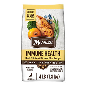 Merrick Immune Health Recipe, Healthy Grains Chicken Dry Dog Food with Freeze-Dried Clusters with Superfoods - 4 lb. Bag