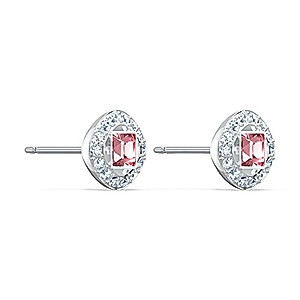 Swarovski Angelic Square Stud Earrings, with Pink and White Crystals and Rhodium Plated Setting, an Amazon Exclusive