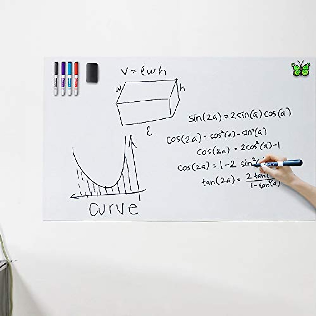 UCMD Magnetic Dry Erase Whiteboard Sticker for Wall,Self Adhesive Backing Whiteboard for Kids Drawing Easel or Office Writing Meeting (80 x 60 CM)
