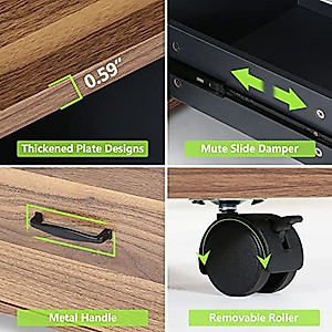 Tribesigns 2 Drawers Lateral File Cabinets, Home Office 43 inches Mobile Wood Filing Cabinet Printer Stand with Wheels and Open Storage Shelves,Drawers for Letter Size