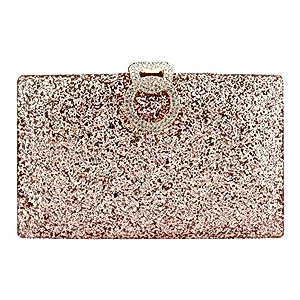 EROUGE Women's Clutch Purse Rhinestone Wedding Party Purse Evening Clutch Bag (Rose gold)