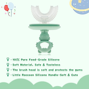 CUAIBB Toddler Toothbrush U Shaped - Baby Toothbrush 12 Months and Up - Kids U Shaped Toothbrush 360 Toothbrush Whole Mouth Toothbrush - 2 Small Brushhead