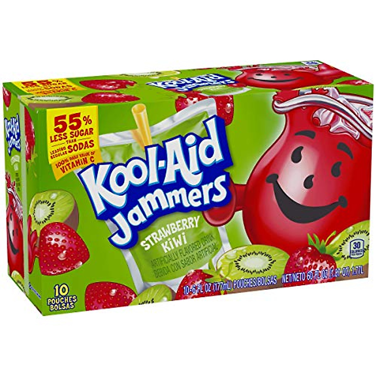 Kool-Aid Jammers Strawberry Kiwi Flavored Juice Drink (40 Pouches, 4 Boxes of 10)