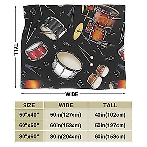 Percussion Black Drum Throw Blanket Ultra Soft Thick Bed Blanket Soft Coral Flannel Blanket Micro Fleece Blanket for Sofa Couch Bed Chair Office Sofa Soft Blanket Home Bed Blankets 50＂x 40＂
