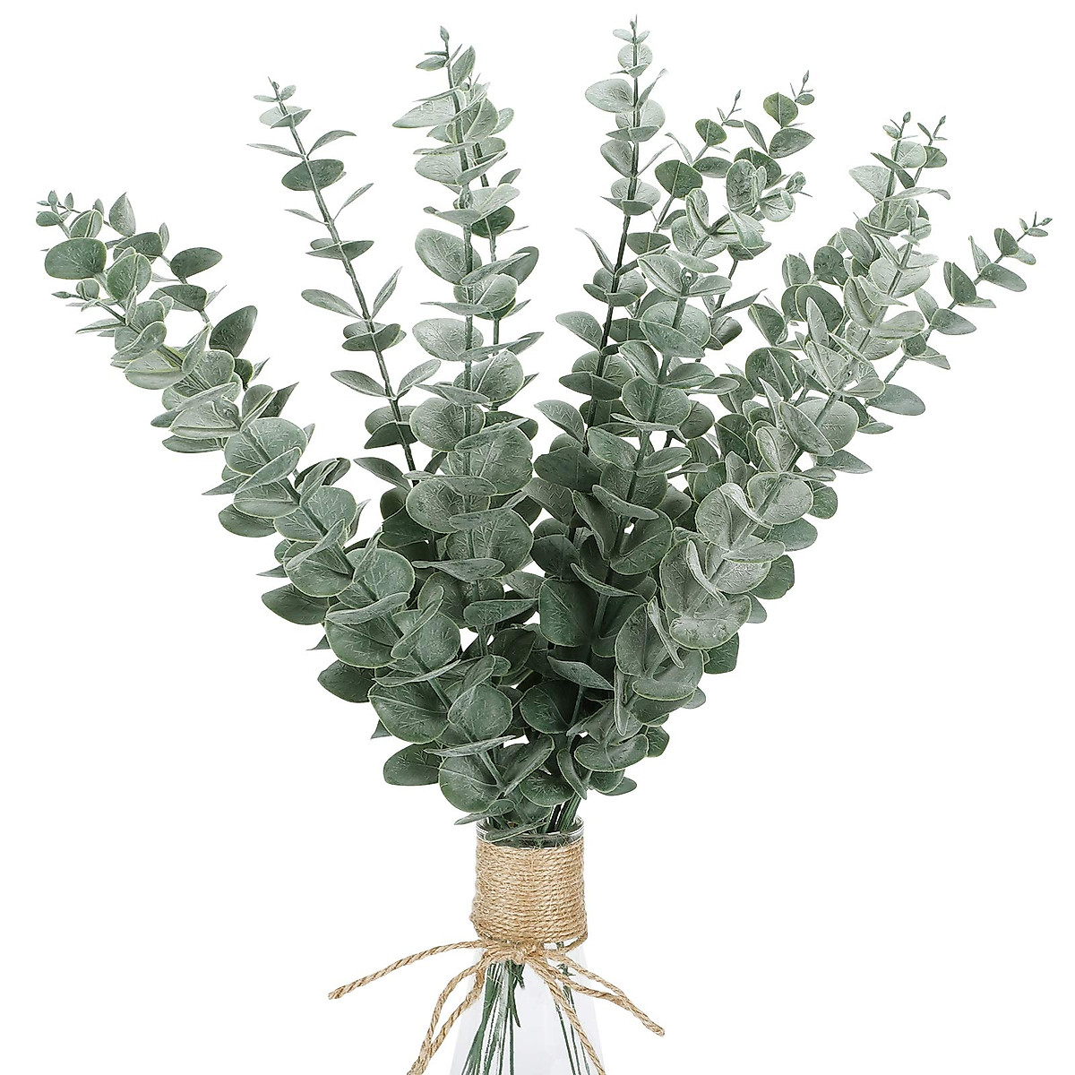 FUNARTY 15pcs Artificial Eucalyptus Leaves Stems 18" Tall Greenery Decor Faux Eucalyptuses Real Touch for Wedding Bouquet Centerpiece Home Decor