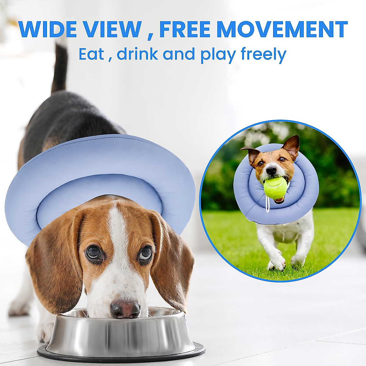 DURAGS Dog Cone for Medium Dogs, Comfortable Adjustable Soft Dog Cone Replacement After Surgery，Suitable for Small and Medium Sized Dogs (Blue, L)