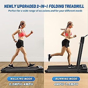 Walking Pad Under Desk Treadmill Desk Treadmill for Office Under Desk 265LBS with Blue Tooth Speaker, Remote Control and LED Display, Walking Jogging, Foldable & Portable