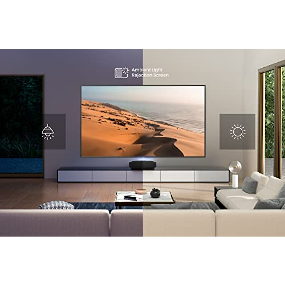Hisense 100L5G-DLT100B 4K UHD Ultra-Short Throw Laser TV 100" High Gain ALR Screen, 2700 lumens, Compatible with Dolby Atmos, Google Assistant and Chromecast Built-in, Compatible with Alexa