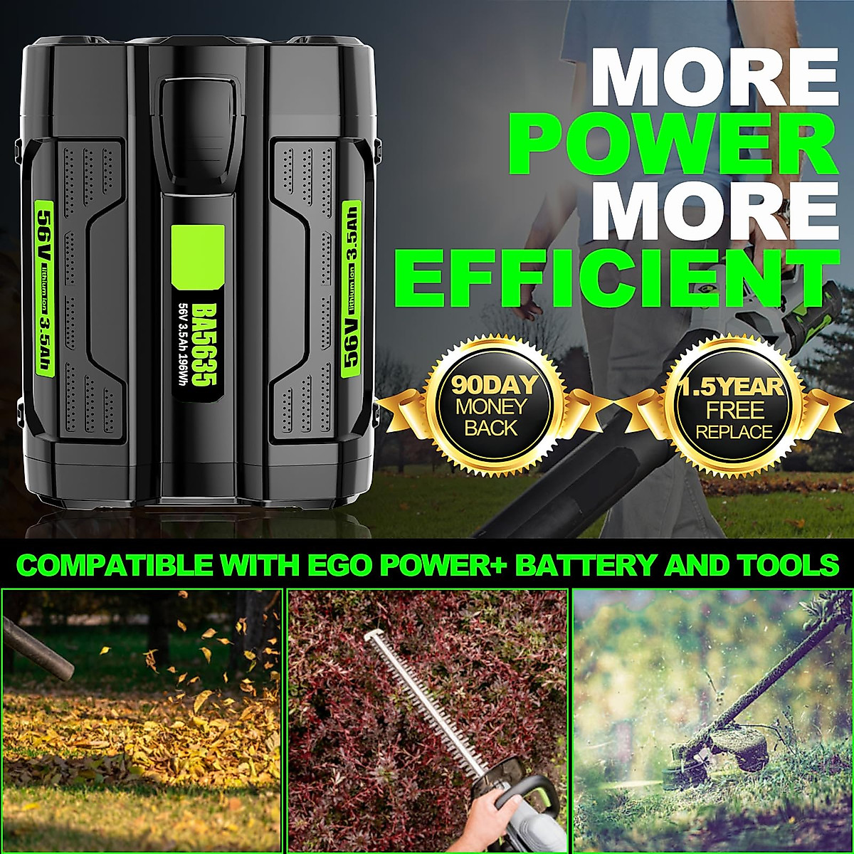 POWITEC 56V 3500mAh Replacement Battery for EGO Power+ BA1400 BA2800 BA1400T 3.5Ah Lithium Ion Battery Compatible with EGO Power+ Cordless Tool Battery Pack