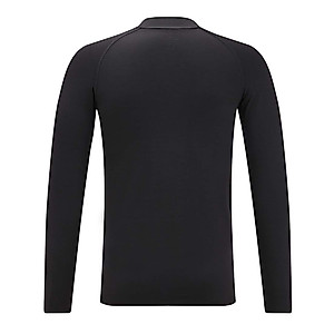 LEAO Youth Boys Compression Shirt Long Sleeve Fleece Quick Dry Sports Baselayer Soccer Baseball Basketball Undershirt Black L