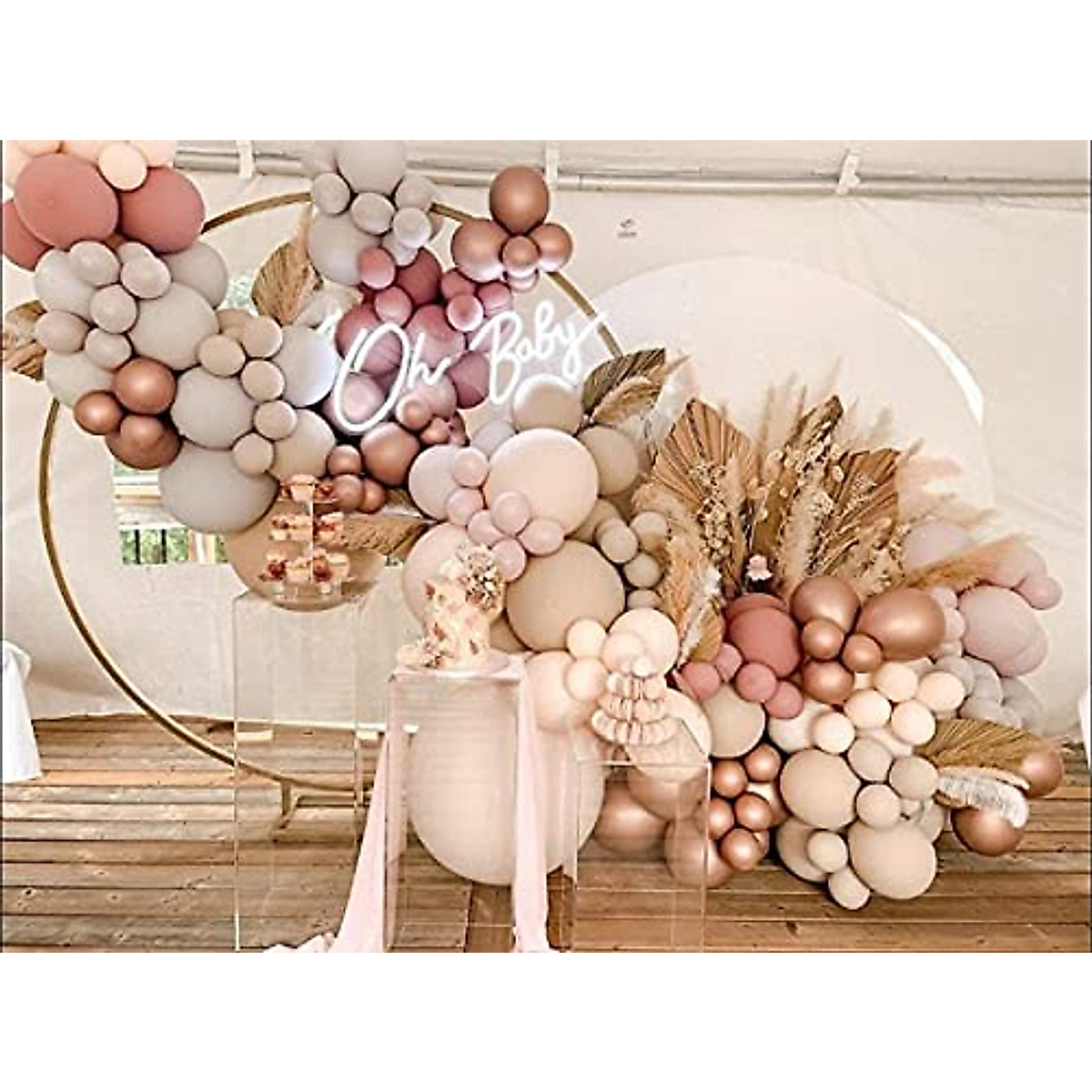 Longwu Balloon Arch Garland Kit,Blush Nude Apricot Party Balloons Decoration Set for Retro Boho Wedding Baby Shower Bridal Engagement Anniversary Graduation Birthday Decorations