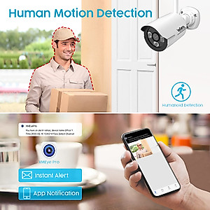 5MP Wireless Security Camera System No Hard Drive, 8 Channel Surveillance NVR Kits and 4pcs Super HD 5MP Outdoor Indoor WiFi Bullet Camera for Home Full Color Night Vision (3MP)