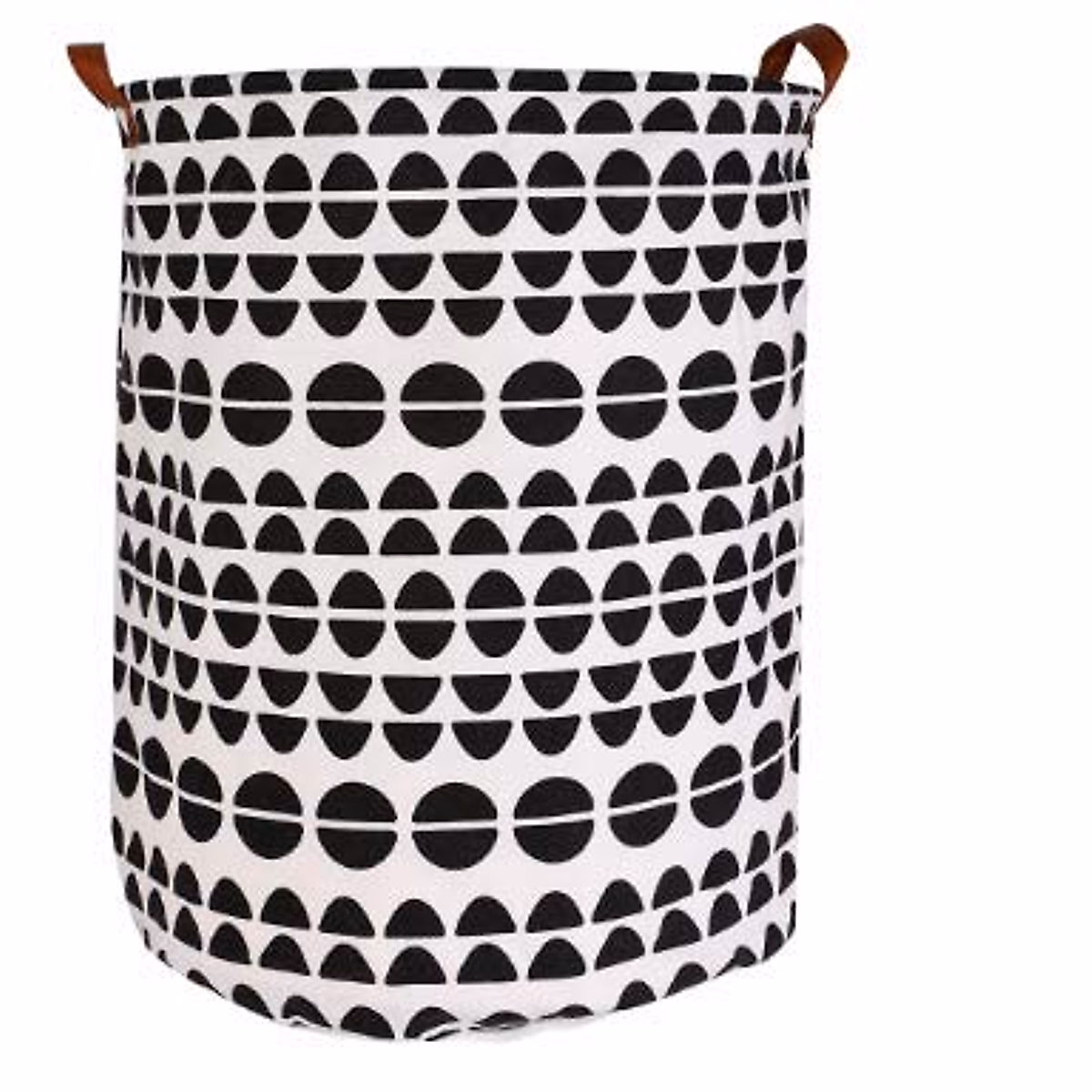 ModernHome & Co 19.7in Tall Laundry Basker Large Hamper Room Storage Decor Waterproof Foldable Canvas Laundry Baskets Kawaii Room Decor Baskets For Organizing Baby Hamper Laundry Bag (Black sm Polka)