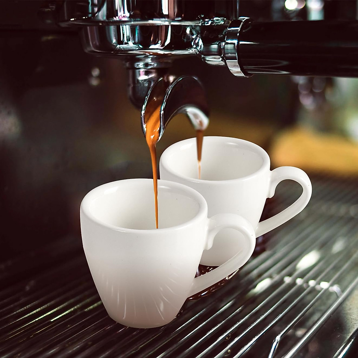 homEdge Porcelain Espresso Cup Set with Saucers and Spoons - 80 ml / 2.67 oz, Set of 4, White