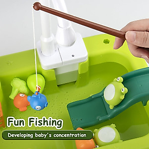 Farafox Play Sink with Running Water, Kitchen Sink Toys with Automatic Water Cycle System,Kids Kitchen Role Play Dishwasher Toys/Play Kitchen Toy Accessories for Boys Girls