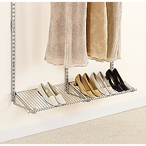 Rubbermaid Configurations Deluxe Closet Kit, Titanium, 4-8 Ft. & Configurations Shoe Shelf, Titanium, Closet Space Saving Shoe Organization