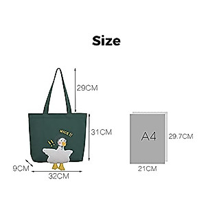 SALLYOON Kawaii Purse Cute Tote Bag Aesthetic Funny Duck Shoulder Handbags for School Grocery (Green 1)