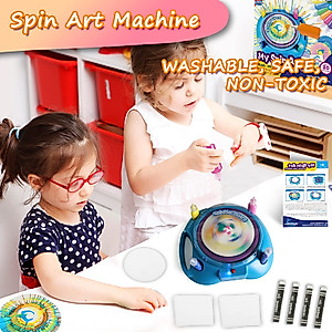 Spin Art Machine Variable Speed, Battery Operated Spinner - Paint Spinner with Splatter Guard, Washable Paint, Spin Art Kit, Art Design Card, Stem Toys, Kid Arts and Crafts, Girls Boys