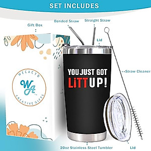 WECACYD You Just Got Litt Up Tumbler - Litt Up 20oz Tumbler Coffee Mug Black, Trending Cup for TV Show Fans - Funny Christmas Gifts for Suits TV Show Fans, Friends, Women, Men, Mom, Dad, Family
