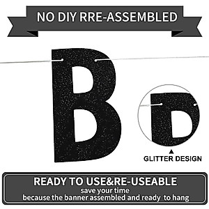 BEISHIDA Black Rude that You're Leaving but ok Banner,Pre-Strung Coworker Leaving Banner,Glitter Retirement Going Away Goodbye Party Decorations, Graduation Party Supplies (No DIY）