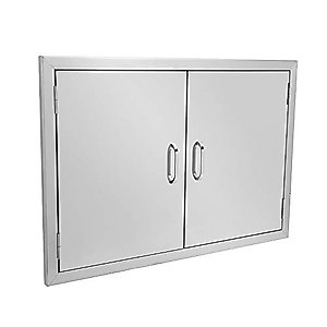 ROVSUN Outdoor Kitchen Access Door, 30.5" W x 21" H Double BBQ Door, 304 Stainless Steel for Outside Kitchen Commercial Grilling Station Barbeque Grill Oven Island Outside Storage Cabinet