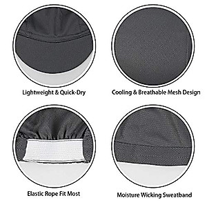 DOCILA Solid Color Cycling Cap Under Helmet Bicycle Hat Adjustable Skull Caps with Reflextive Sun Brim (Gray)