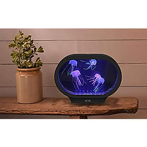 Lightahead Realistic LED Jellyfish Lava Mood Lamp Oval Design with Vibrant Color Changing Light Effects. A Sensory Flourescent Jelly Fish Aquarium Tank
