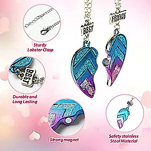 BGSHEMNI Best Friends Necklace, Half Heart Pendant Jewelry for Children, Relationship Love Necklaces, Girls's Best Friend Jewelry,Friendship Gift Friends Birthday Party Favor