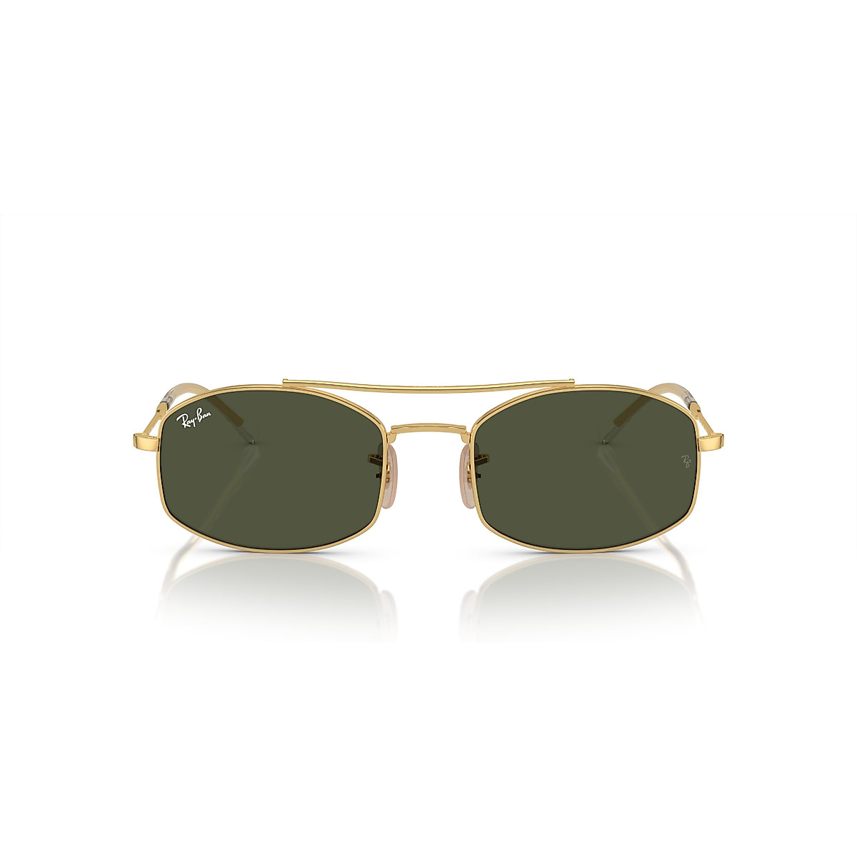 Ray-Ban RB3719 Oval Sunglasses, Gold/Green, 54 mm