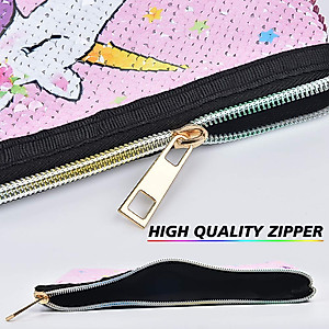 WERNNSAI Makeup Bag - Reversible Sequin Cosmetic Bag Sparkly Pink Zipper Vanity Toiletry Bag Pouch Purse for Girls Women Travel Birthday Christmas Gift