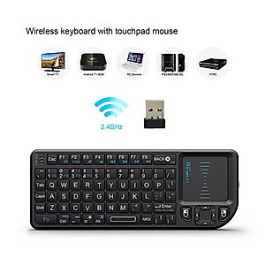 Rii 2.4G Mini Wireless Keyboard with Touchpad Mouse,Lightweight Portable Controller with USB Receiver Remote Control for Windows/ Mac/ Android/ PC/Tablets/ TV/Xbox/ PS3. X1-Black .