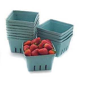 42 Pack QUART Green Molded Pulp Fiber Berry/Produce Vented Baskets for Fruit and Vegetable