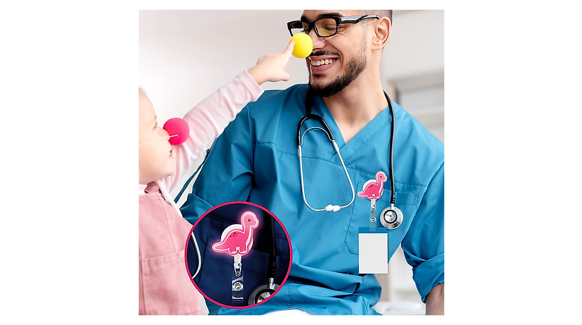 Luminous Dinosaur Badge Reels | 5-Pack Glow in Dark Nurse ID