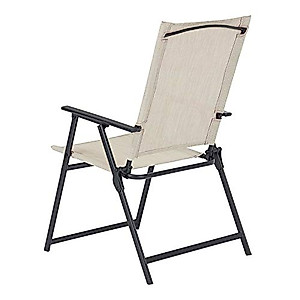 Mainstays Greyson Square Set of 2 Outdoor Patio Steel Sling Folding Chair - Beige