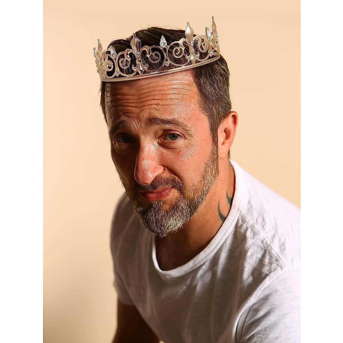 yanstar Gold King Crowns for Men, Metal Royal Prince Crown and Tiaras for Birthday Prom Party Hats Costume