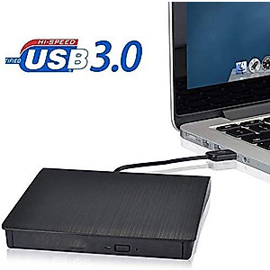 External CD/DVD Drive, USB 3.0 Type-C Lightscribe External CD/DVD Burner, Ultra-Slim Portable Optical Disk Drive, CD DVD +/-RW ROM Reader Writer for PC Laptop Desktop MacBook Mac Windows 7/8/10 Linux