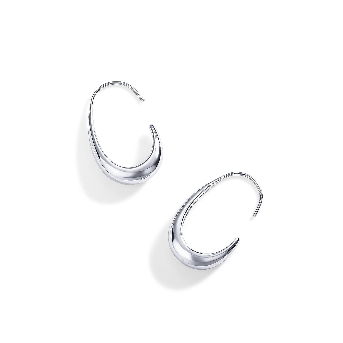 PAVOI 14K Gold Plated 925 Sterling Silver Post Lightweight Teardrop Hoop Earrings for Women | White Oval Pull-Through Statement Earrings for Women