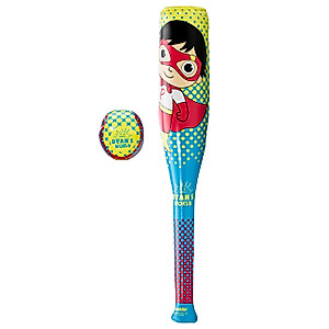 Franklin Sports Ryan's World Kids Baseball Bat + Ball Set - Soft Plastic Jumbo Bat + Baseball for Kids + Toddlers - Beginner Toy Baseball Bat Set