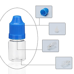 Newzoll 5 ml Empty Plastic Dropper Clear Bottles e-juice E-Liquid Childproof 10PCS Blue Cap