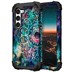 Hocase for Galaxy S23 Plus Case, Shockproof Heavy Duty Protection Soft Silicone Rubber Bumper+Hard Plastic Hybrid Protective Case for Samsung Galaxy S23 Plus (6.6") 2023 - Mandala in Galaxy