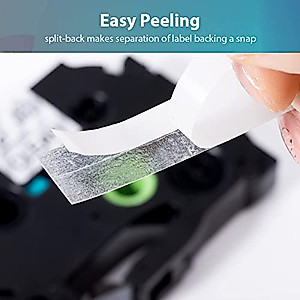 P-Touch Label Tape for Brother Label Maker Tape P Touch Tze tz TZe-131 12mm 0.47 Inch Black on Clear Label Refill, TZe131 Laminated Tape for PTH110 PT-D210 PTD600 PT-710BT, 1/2 Inch 26.2Ft, 4-Pack