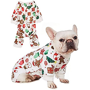Impoosy Dog Christmas Shirt Pet Snowman Pajama Sotf Puppy Candy Clothes Cat Xmas Cotton Clothing (XL)